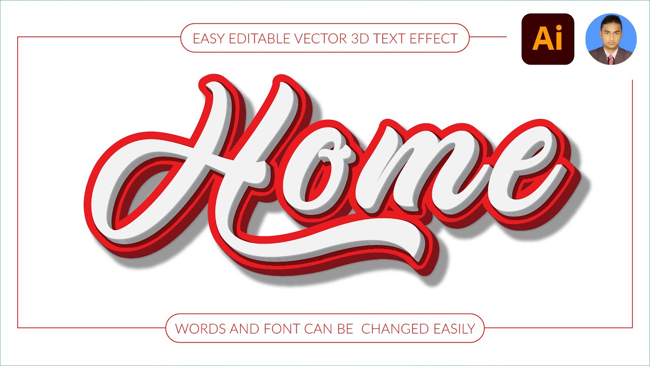 How to Create home 3D Editable Text Effect Design in Illustrator ...