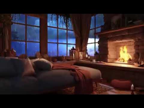 Cozy Rain on Window - Thunderstorm & Warm Fireplace | Deep Sleep, Study, and Relaxation Sounds ...