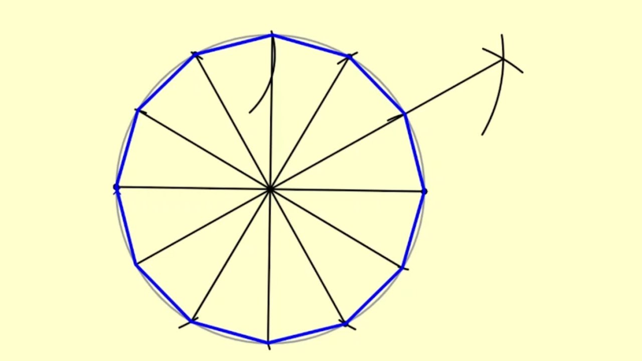 Draw a regular dodecagon inscribed in a circle - YouTube