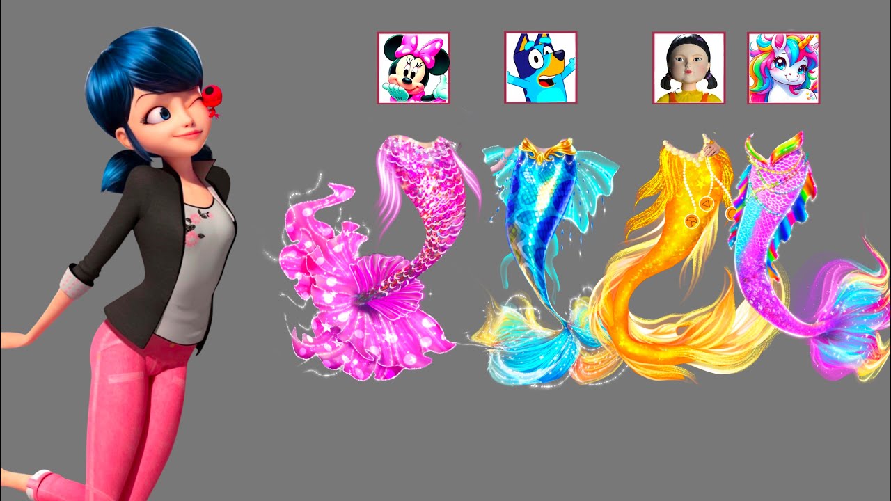 What if Princess Elsa, Ladybug and Friends transformed into mermaids ...