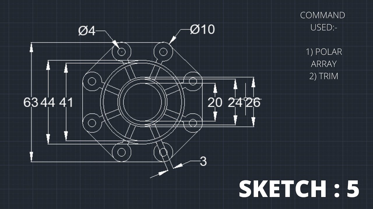Autocad 2019 How To Used Polar Array Command Youtube