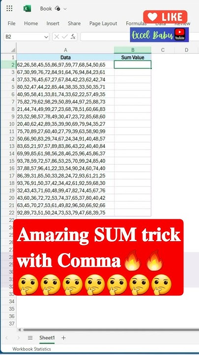 Amazing SUM tricks with Comma🤔 | Excel Tips🔥 #shorts #ytshorts #excel - YouTube