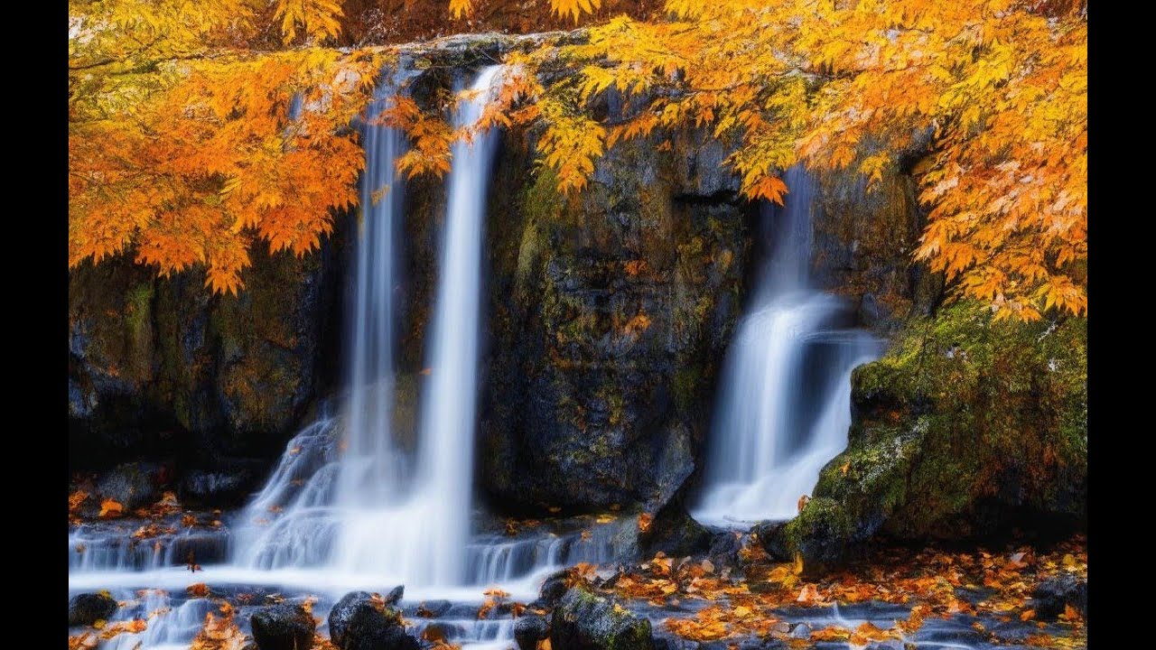Calming waterfall in Autumn evening (Ono Falls, Japan) 10hrs - YouTube