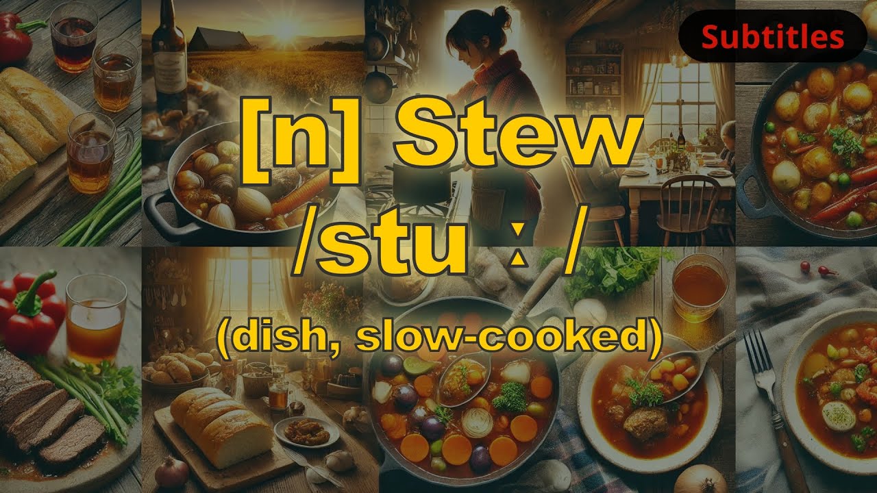 [n] Stew meaning (dish, slow-cooked) with 5 examples - YouTube