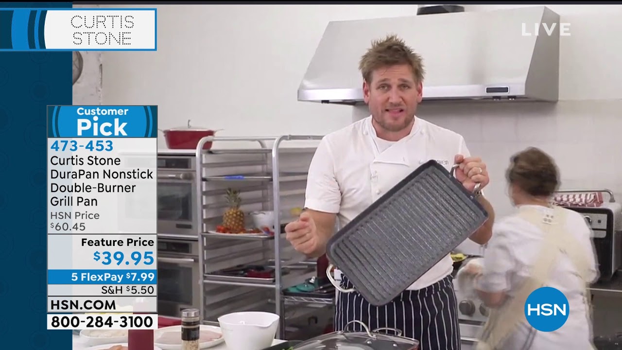 Curtis Stone DuraPan Nonstick DoubleBurner Grill Pan - YouTube