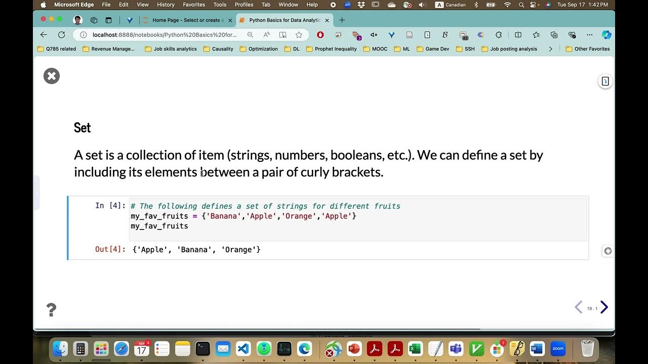 Python data structures lists, sets, and dictionaries - YouTube