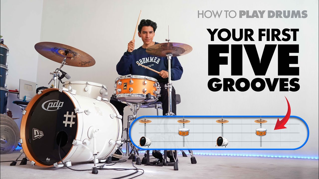 HOW TO PLAY DRUMS: Your First 5 Grooves + Workout (Perfect for ...