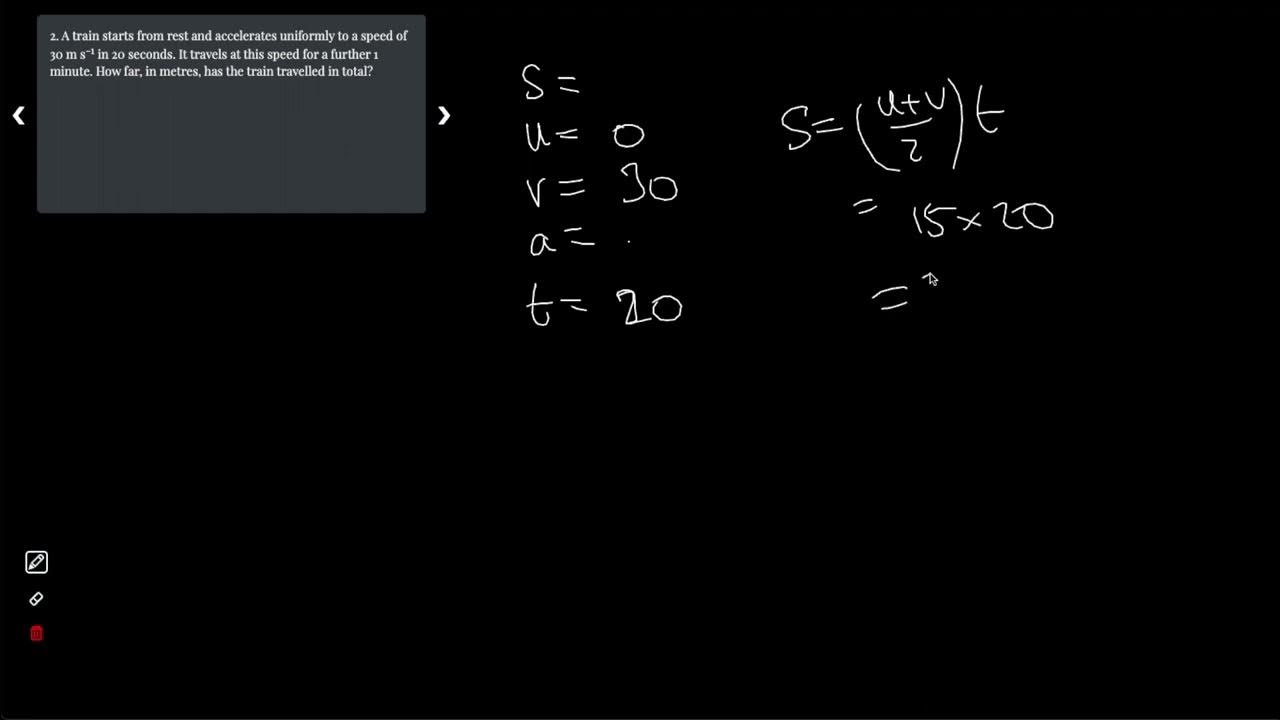 A Level Maths - 1D Constant Acceleration Q2 (mathsquestions.app) - YouTube