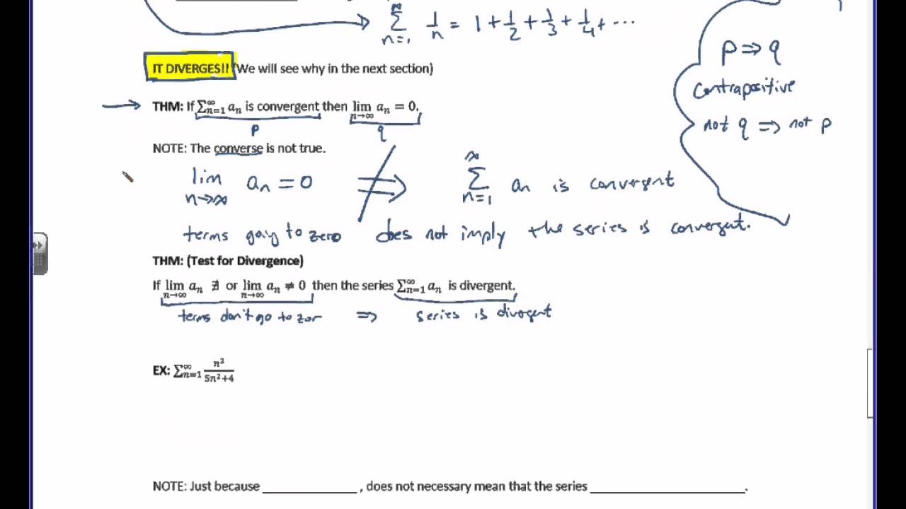 Calculus 2 - 11.2 Infinite Series (Part 2 of 2) - YouTube
