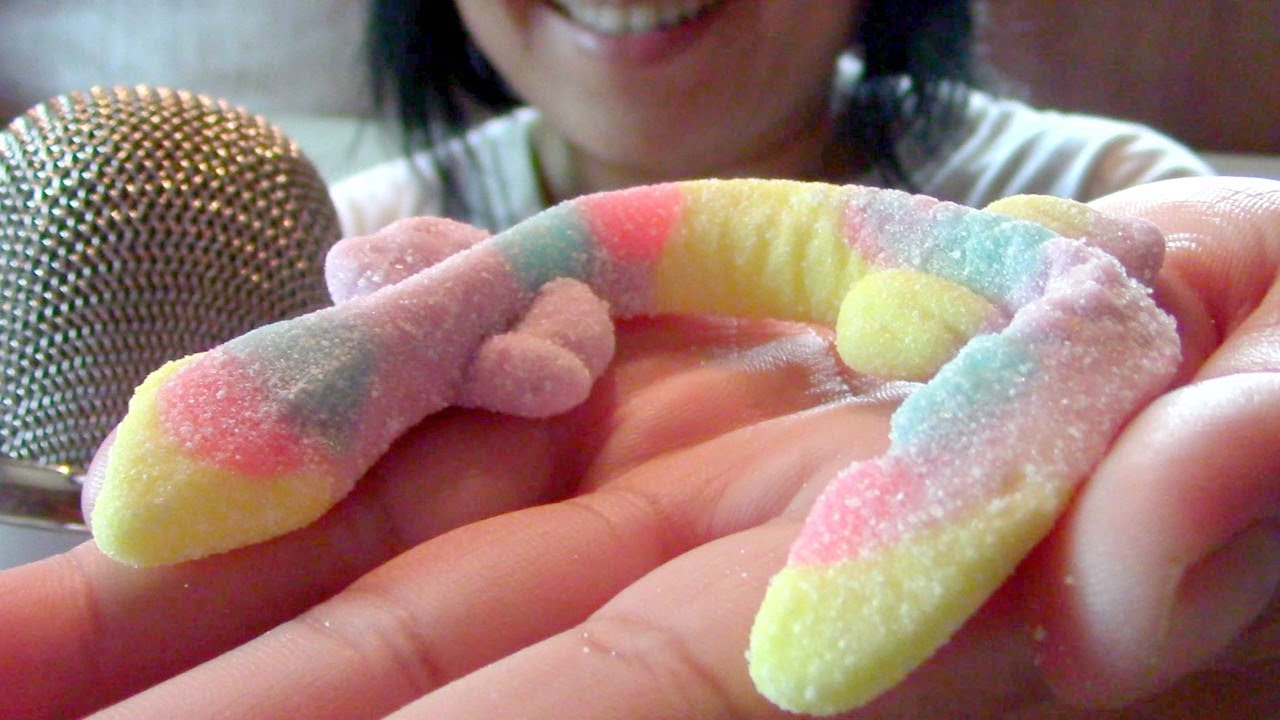 ASMR Eating Trolli Huge Sour Gecko Gummies ScorpioAnnASMR - YouTube