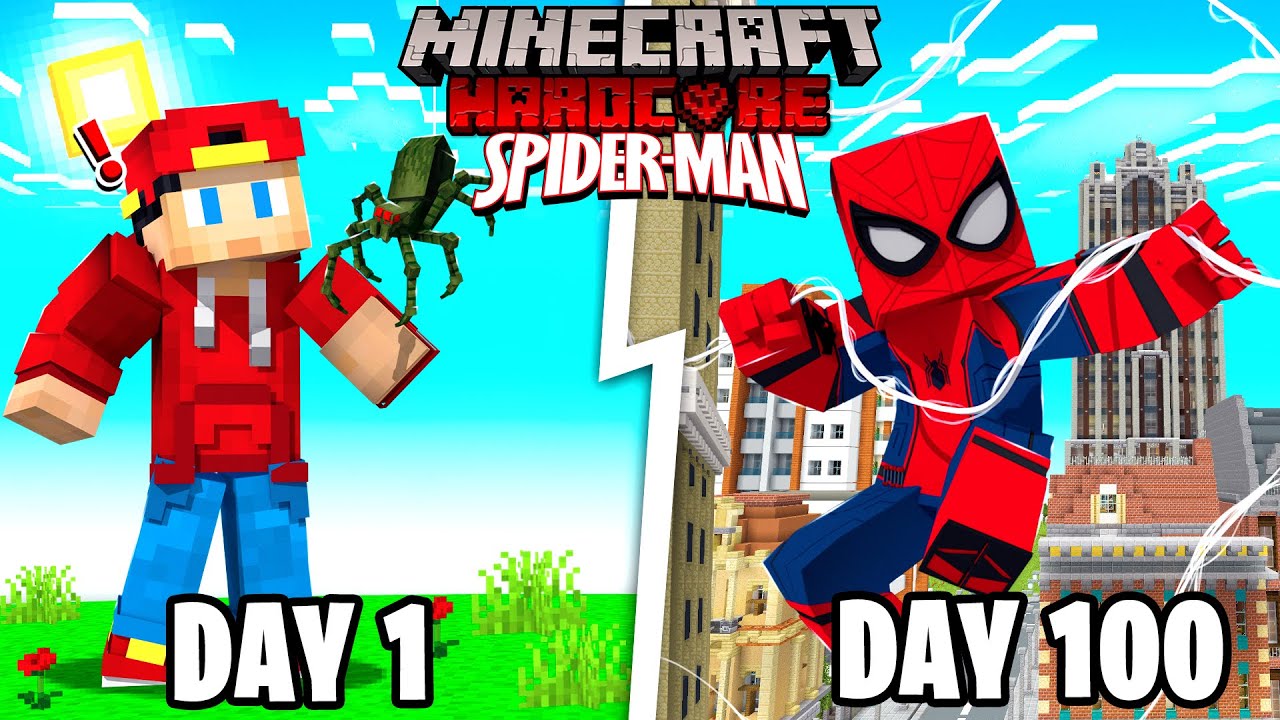 I Survived 100 Days in a Minecraft City as SPIDERMAN... - YouTube