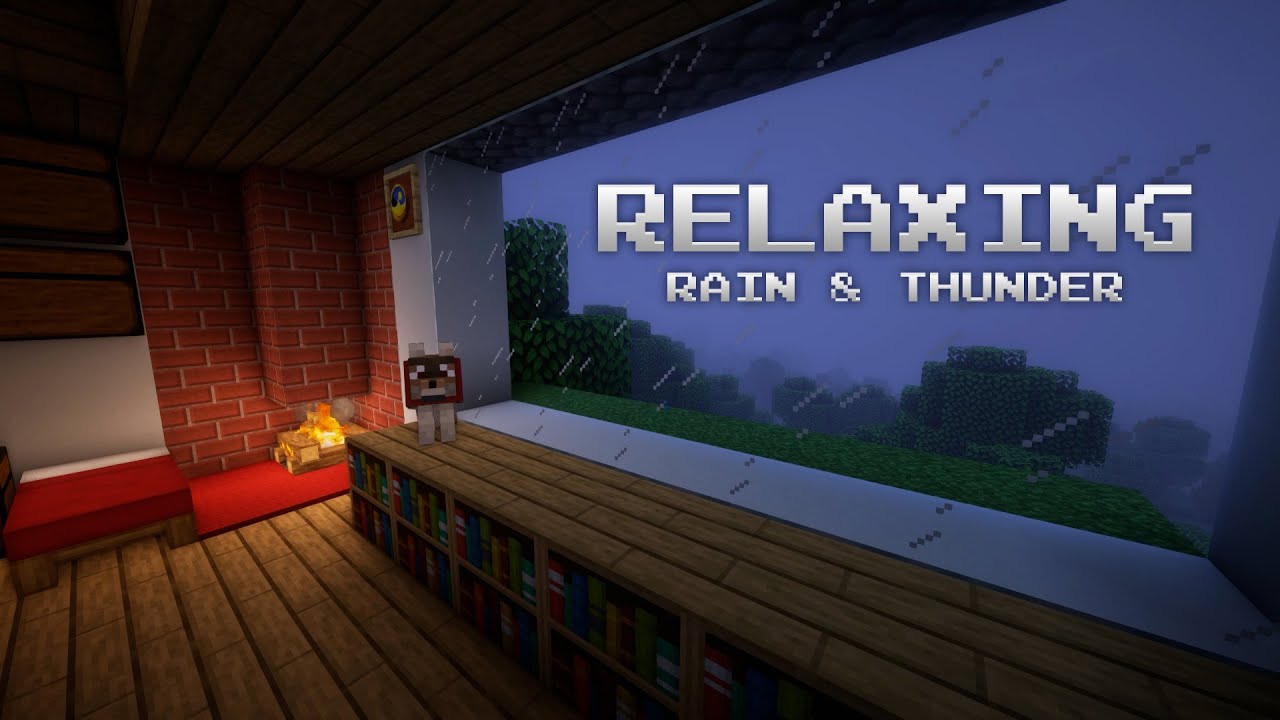 2 Hours Minecraft Relaxing Music | Rain & Thunder in Minecraft for ...