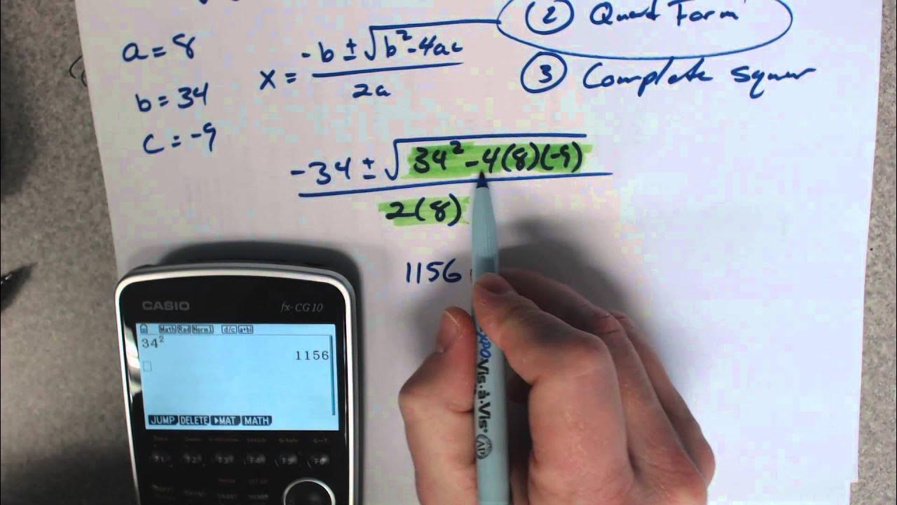 Use the quadratic formula and how to put it in the calculator. - YouTube