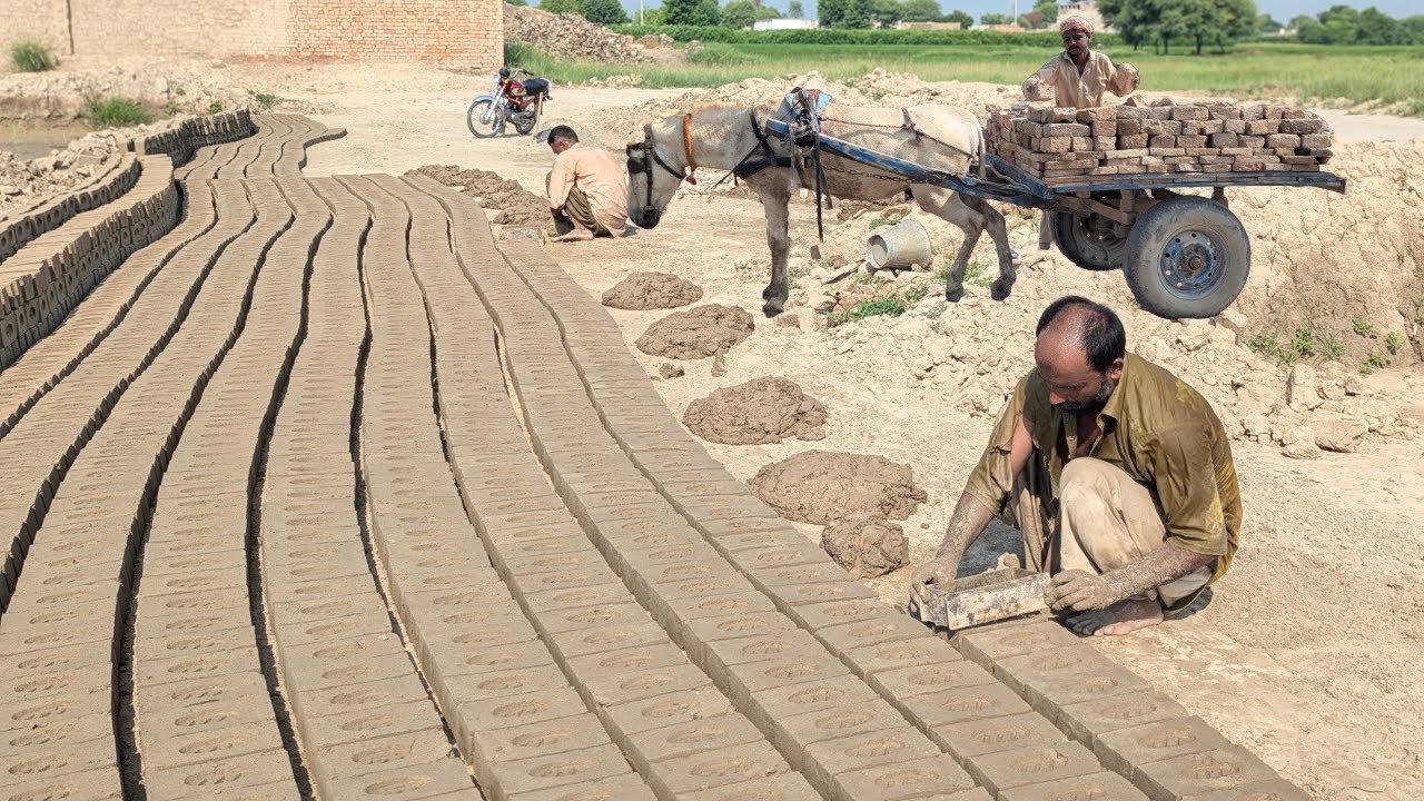Handmade Clay Bricks Manufacturing, All Process, Mud Bricks Industry in ...