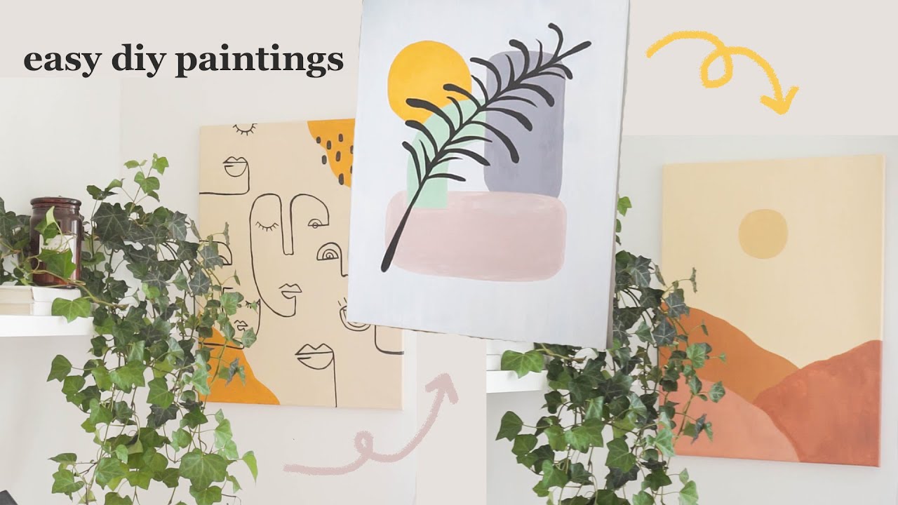 paint w me | easy minimal boho paintings - YouTube