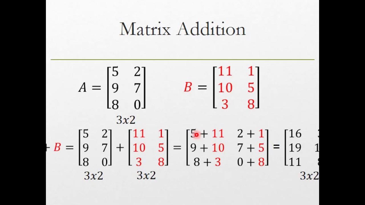 Matrix Operations: Scalar, Addition and Subtraction - YouTube