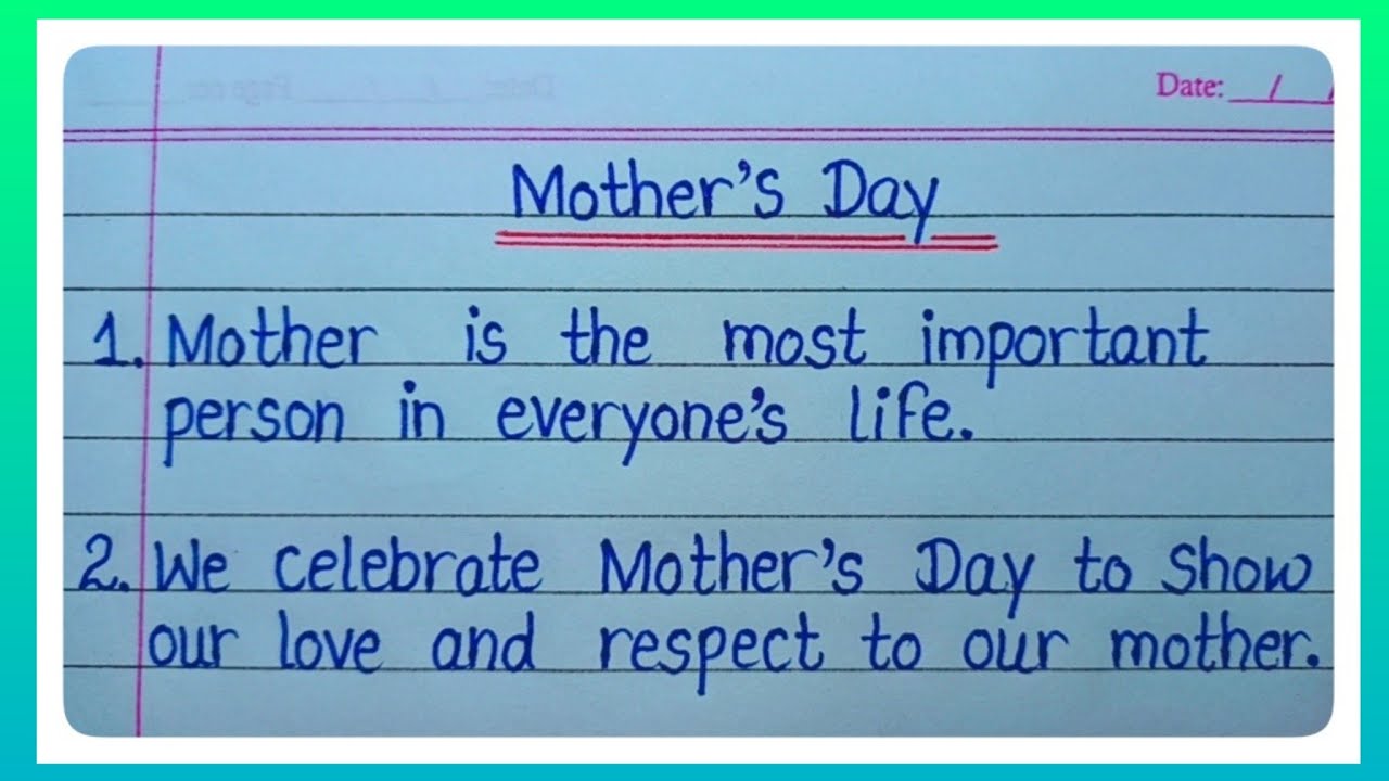 10 Lines On Mother's Day In English/Essay On Mother's Day/Mother's Day ...
