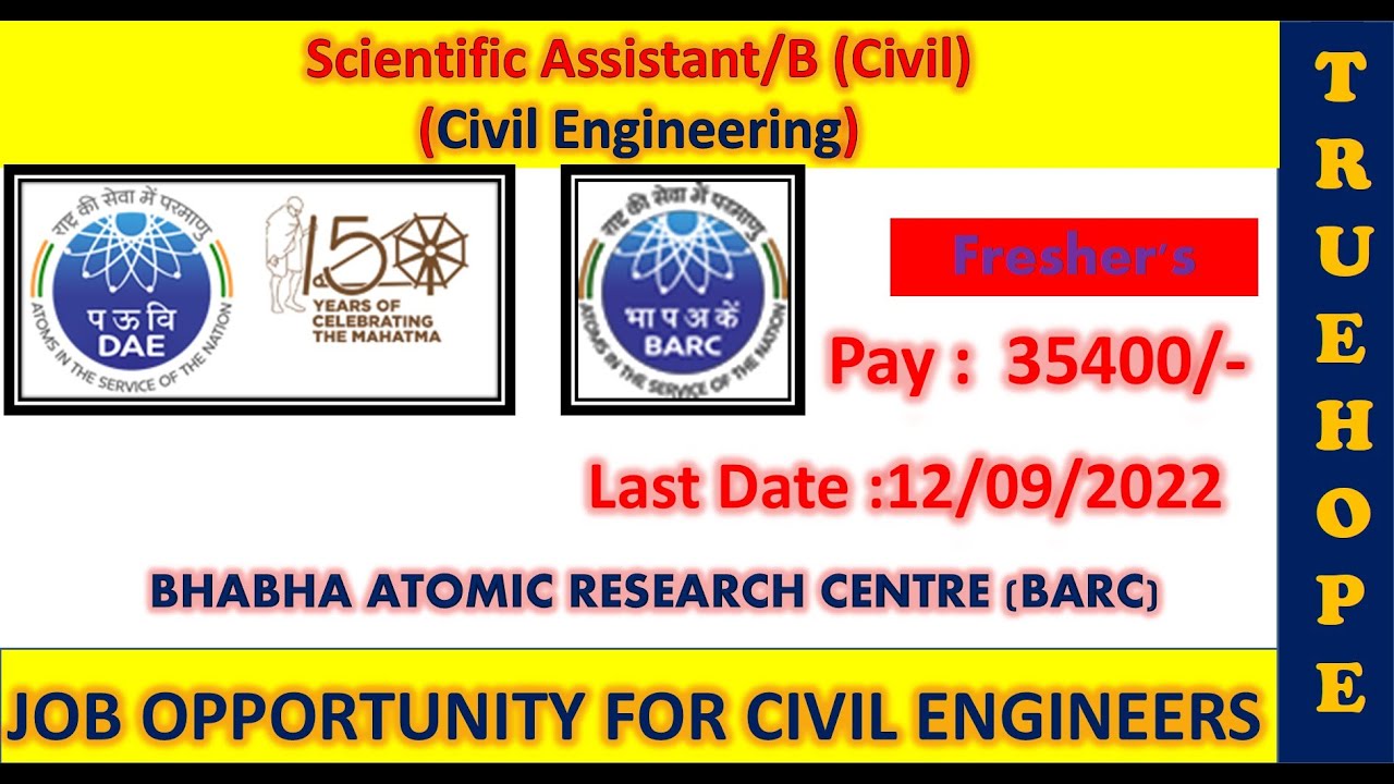 DAE BARC #Scientific Assistant/B(Civil) #engineeringvacancy # ...