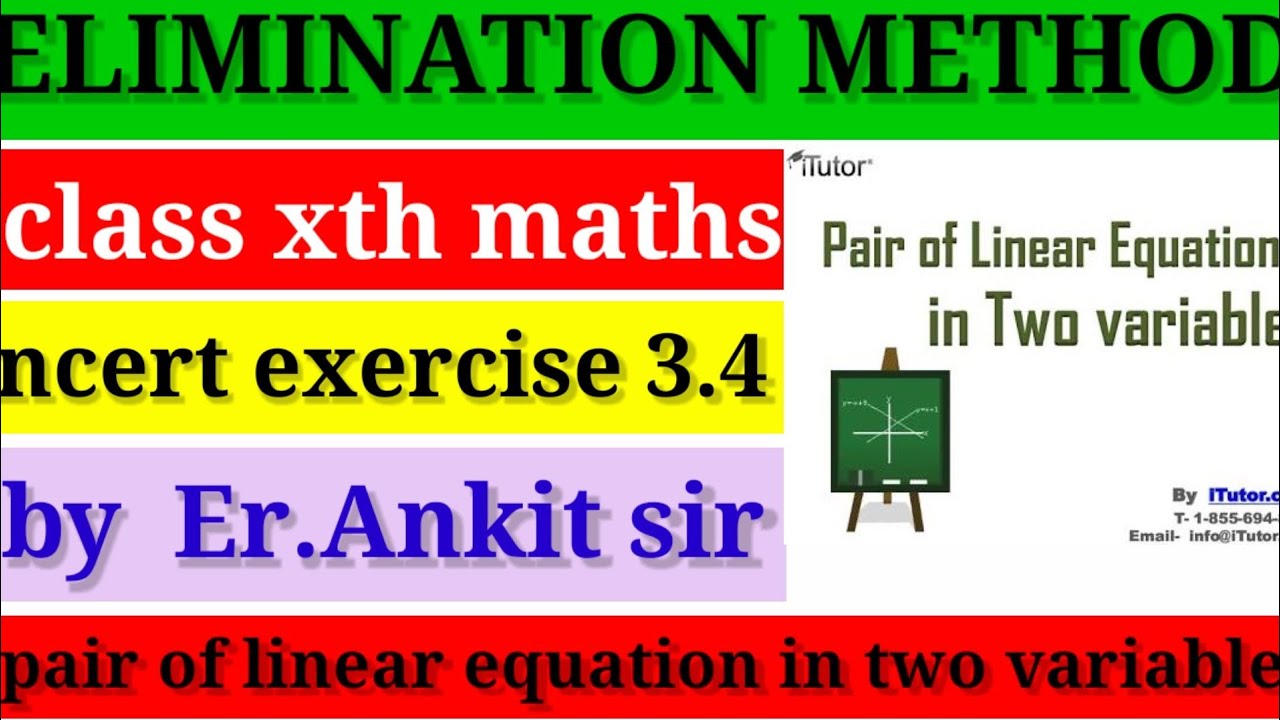 Elimination method class xth ncert exercise 3.4 - YouTube