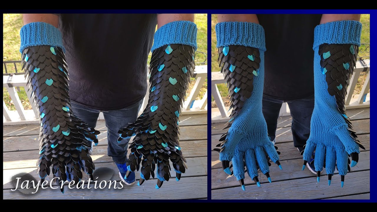 [For Sale!] Black and Premium Sky Blue Speckled Clawed Gauntlets ...