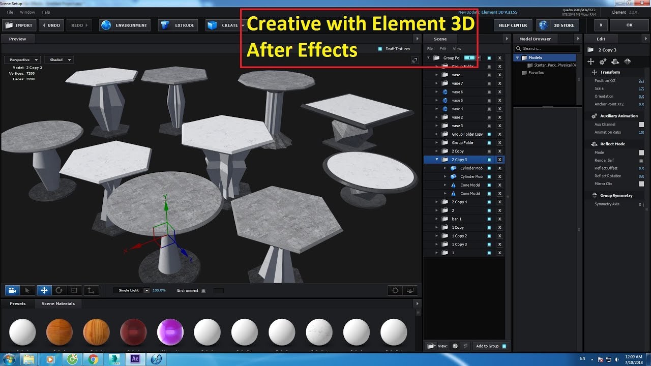 Element 3D After Effect -Creative With Tables - Free 10 files Obj ...