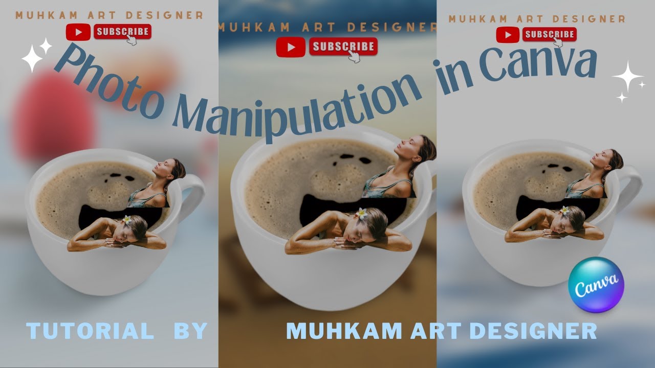Photo manipulation in canva || Canva Tutorial || Coffee cup || Relaxing in a Coffee cup || - YouTube