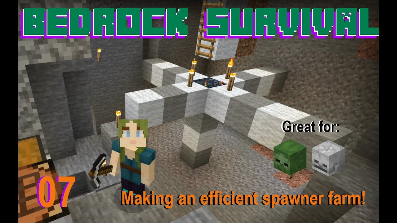 Making an efficient spawner farm! - Bedrock Survival (Lets Play ...