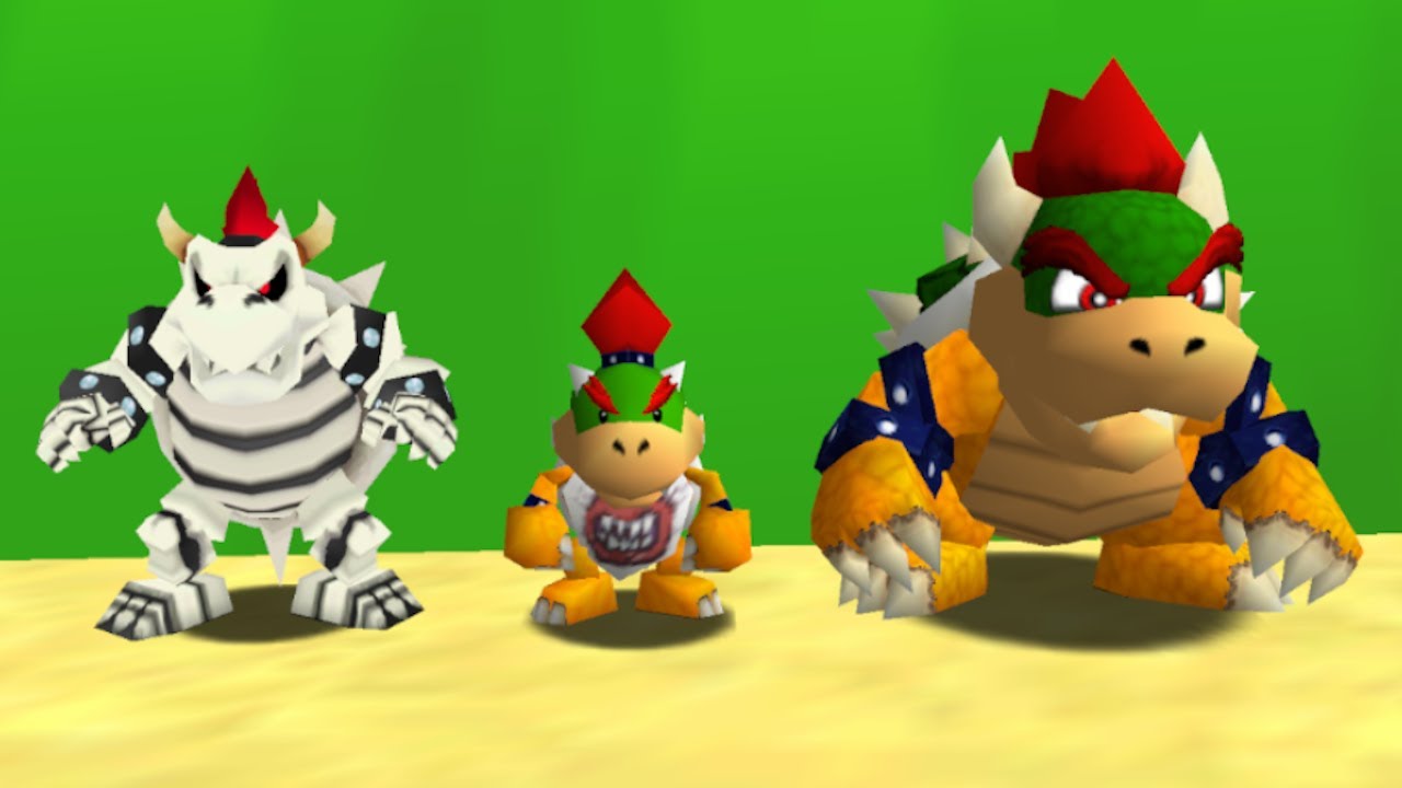 Bowser, Bowser Jr. and Dry Bowser in Super Mario 64 - Full Game 100% ...