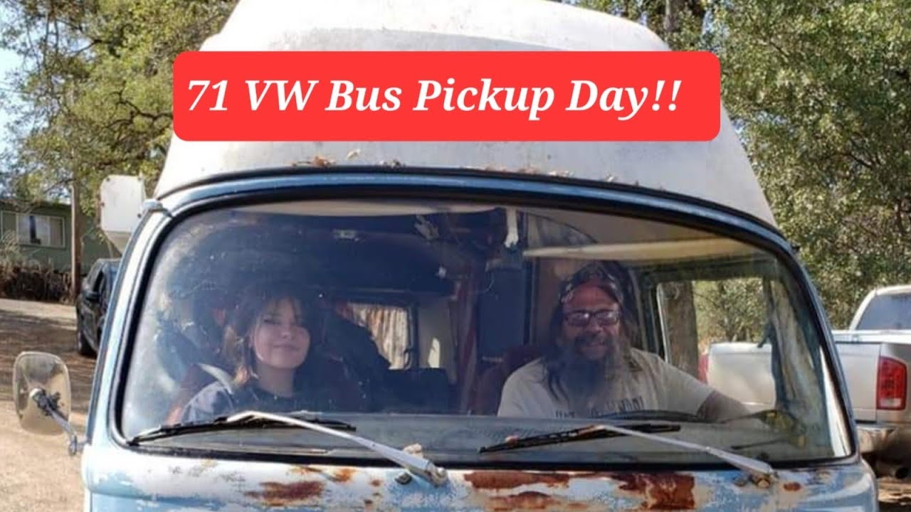 71 VW Bus pickup day! We had fun taking the public bus to grandpa's to ...