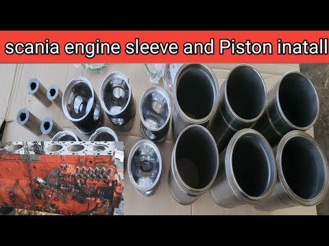 Scania engine sleeve and Piston inatall/cylinder sleeve installation ...