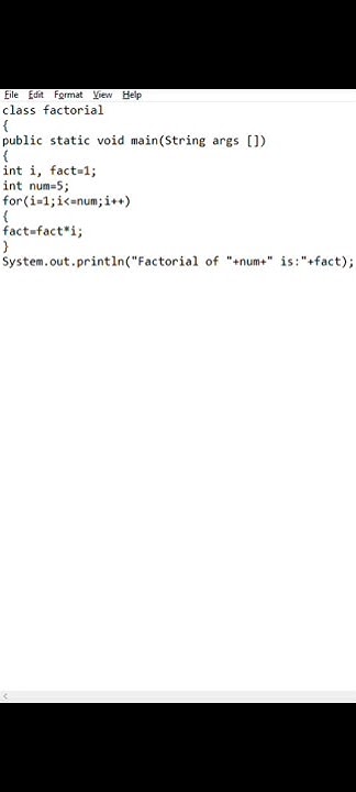 Factorial Program In Java Java Program To Find The Factorial Of A Number Java Tutorial Java