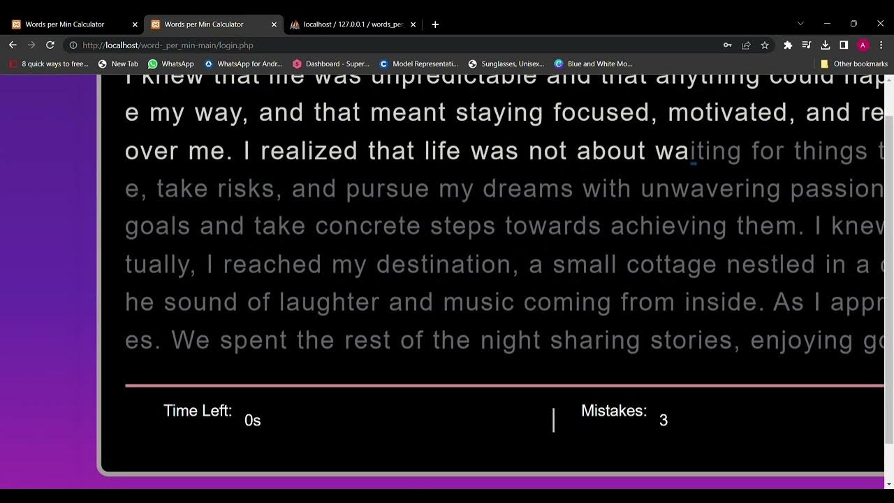 Words Per Minute Calculator || HTML, BOOTSTRAP, PHP,XAMPP (in collaboration with @gannukumar4022 ...