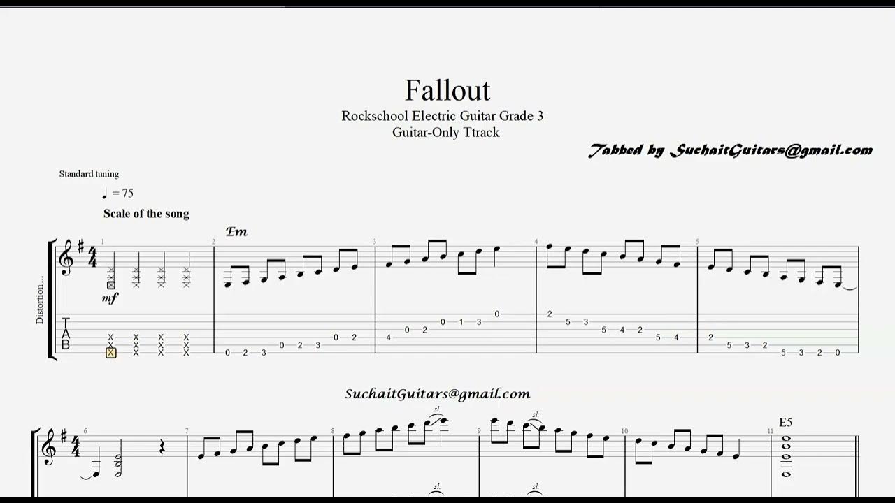 Fallout (guitar-only track) Rockschool Electric Guitar Grade 3 Lesson with scales, arpeggios ...