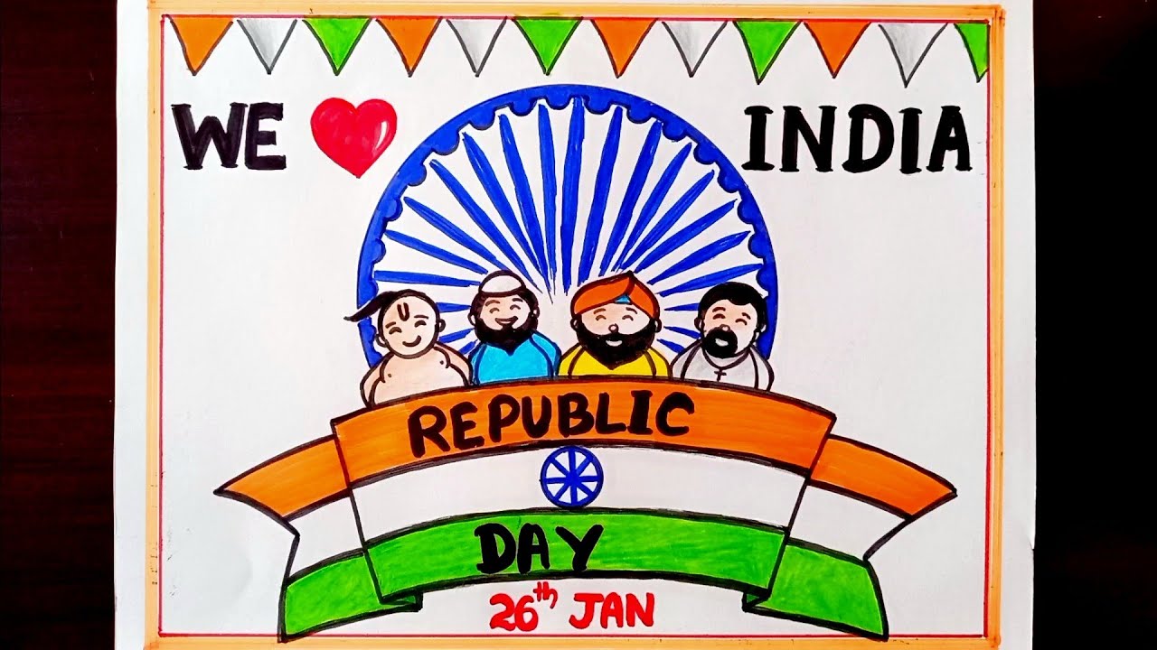 Republic Day Drawing Easy Steps /Republic Day Poster Drawing/ Republic ...