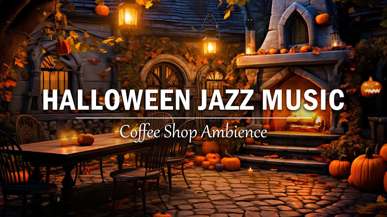 Spooky Halloween Jazz Music in Autumn Village Ambience 🎃 Night ...