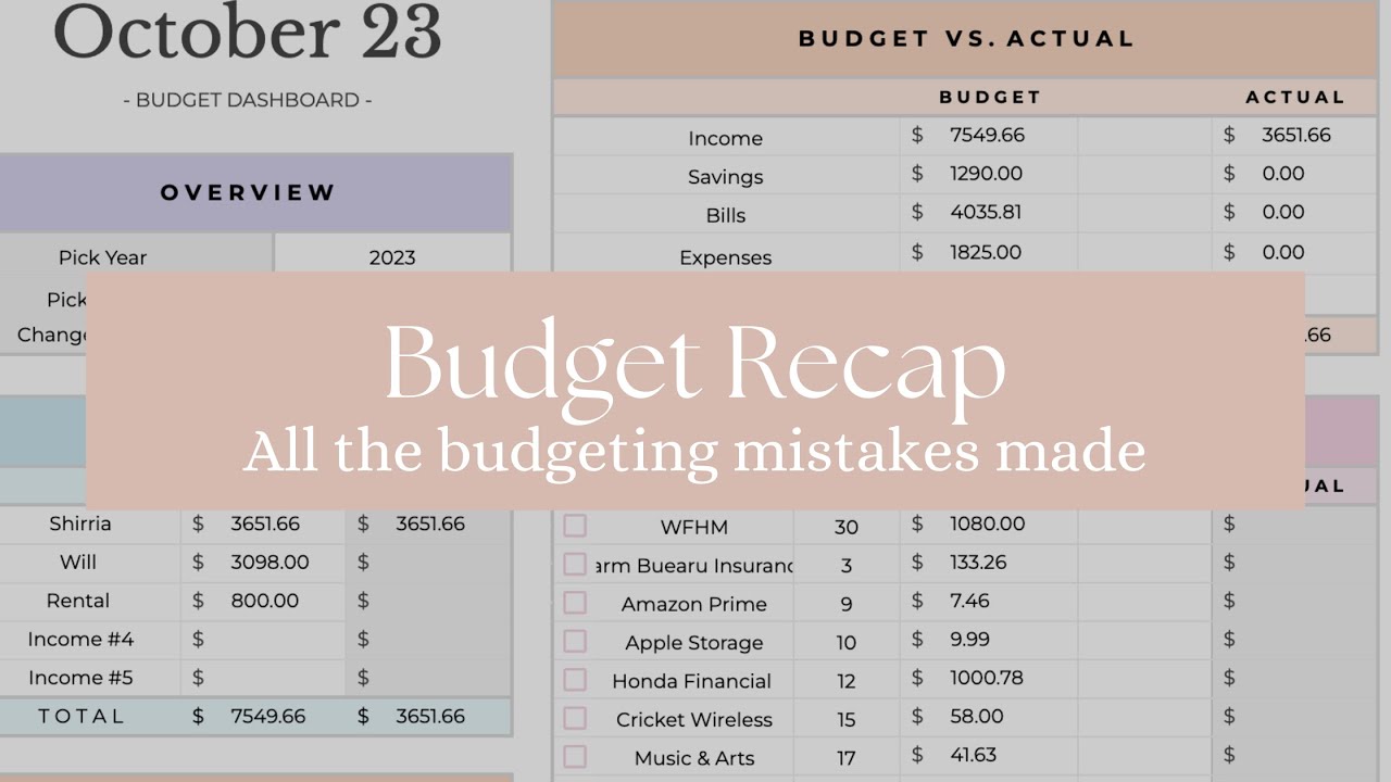 October Monthly Budget Recap - YouTube