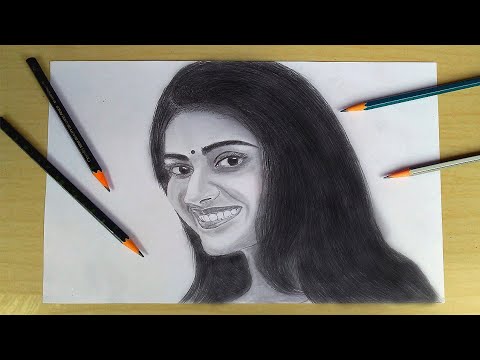 Keerthy Suresh Portrait | Pencil Drawing | Smith Art. - YouTube