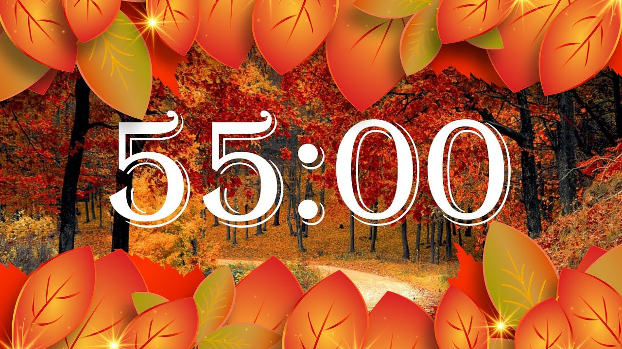 55 Minute 🍂 Fall Leaves Countdown Timer - Wind Chime Alarm 🍂🎐 - YouTube