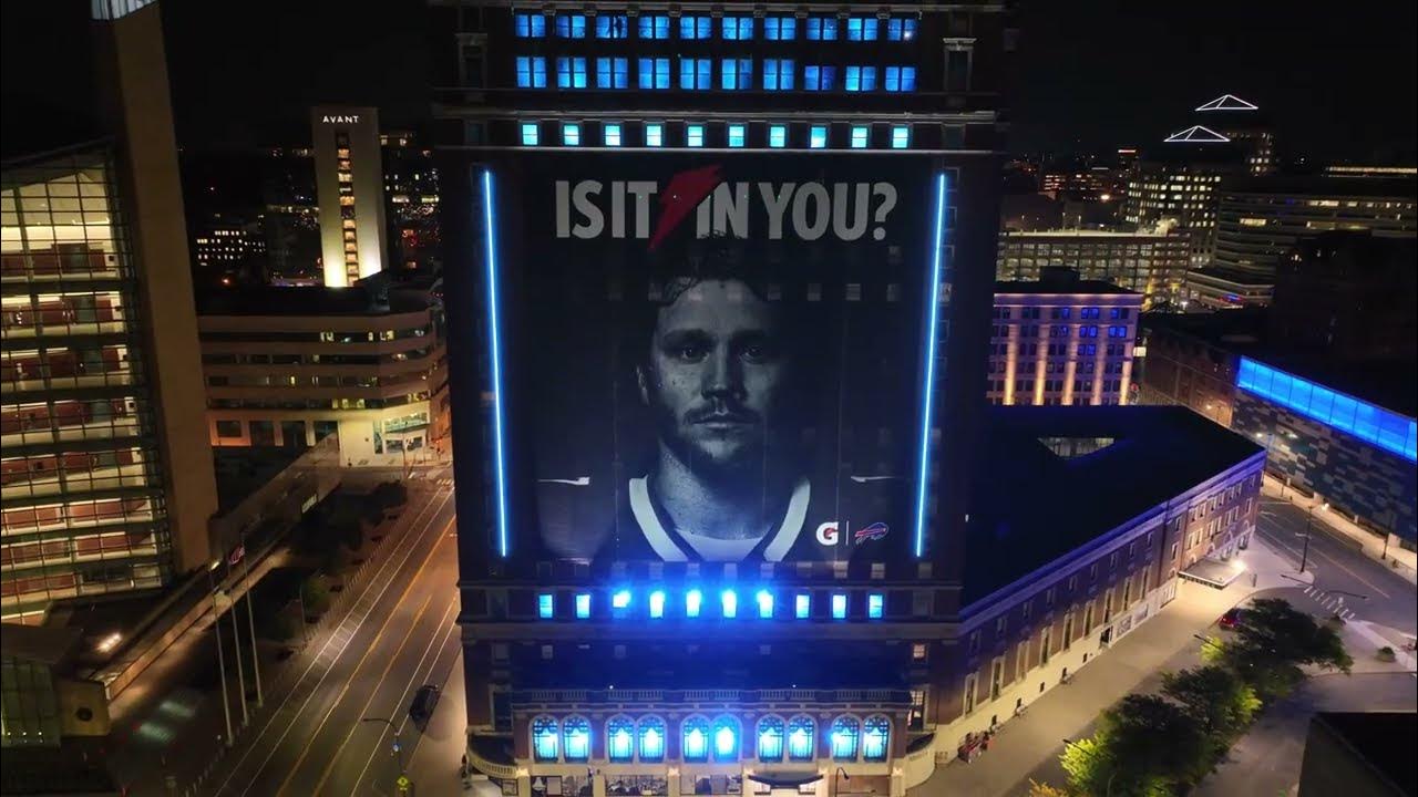 Josh Allen Gatorade Billboard on the Statler Hotel at Night in Downtown Buffalo N.Y. - YouTube