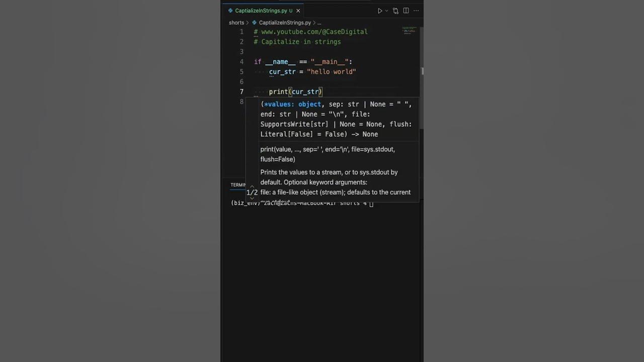Capitalize Strings In Python #python #code #programming - YouTube