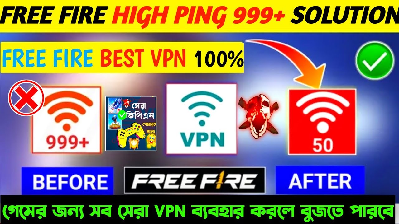 FREE FIRE HIGH PING 999+ SOLUTION | BEST VPN FOR FREE FIRE | FREE FIRE ...
