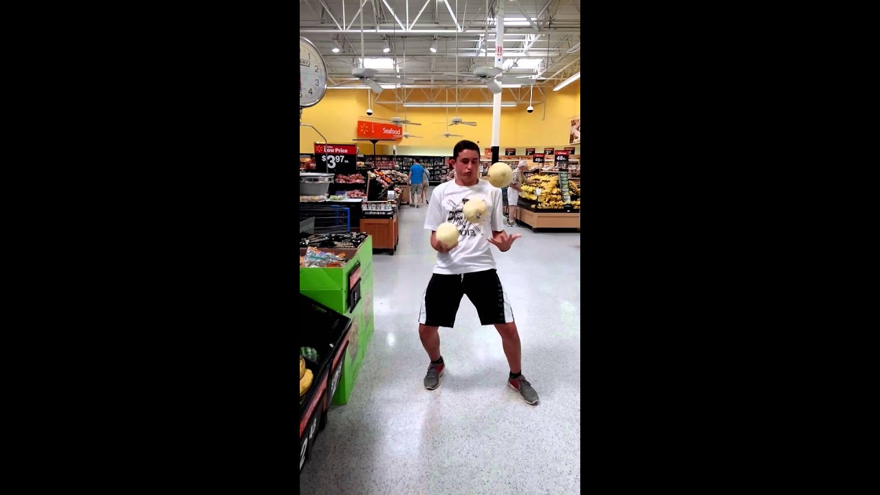 Juggling massive MELONS in Walmart - YouTube
