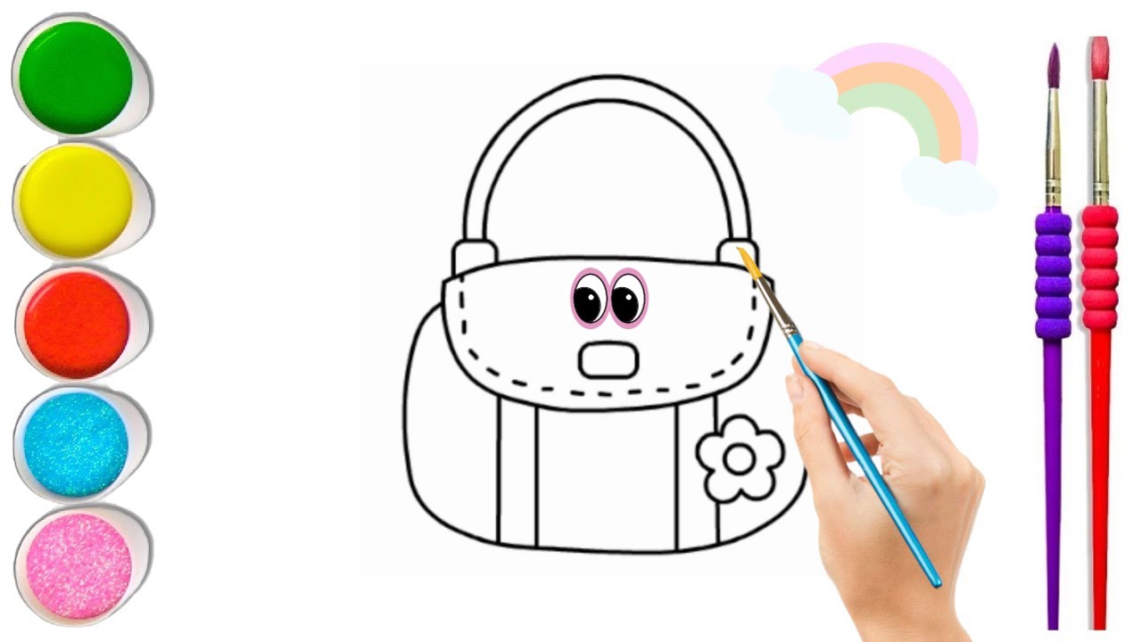 How to draw a Handbag Step by Step || Drawing and Colouring Handbag ...