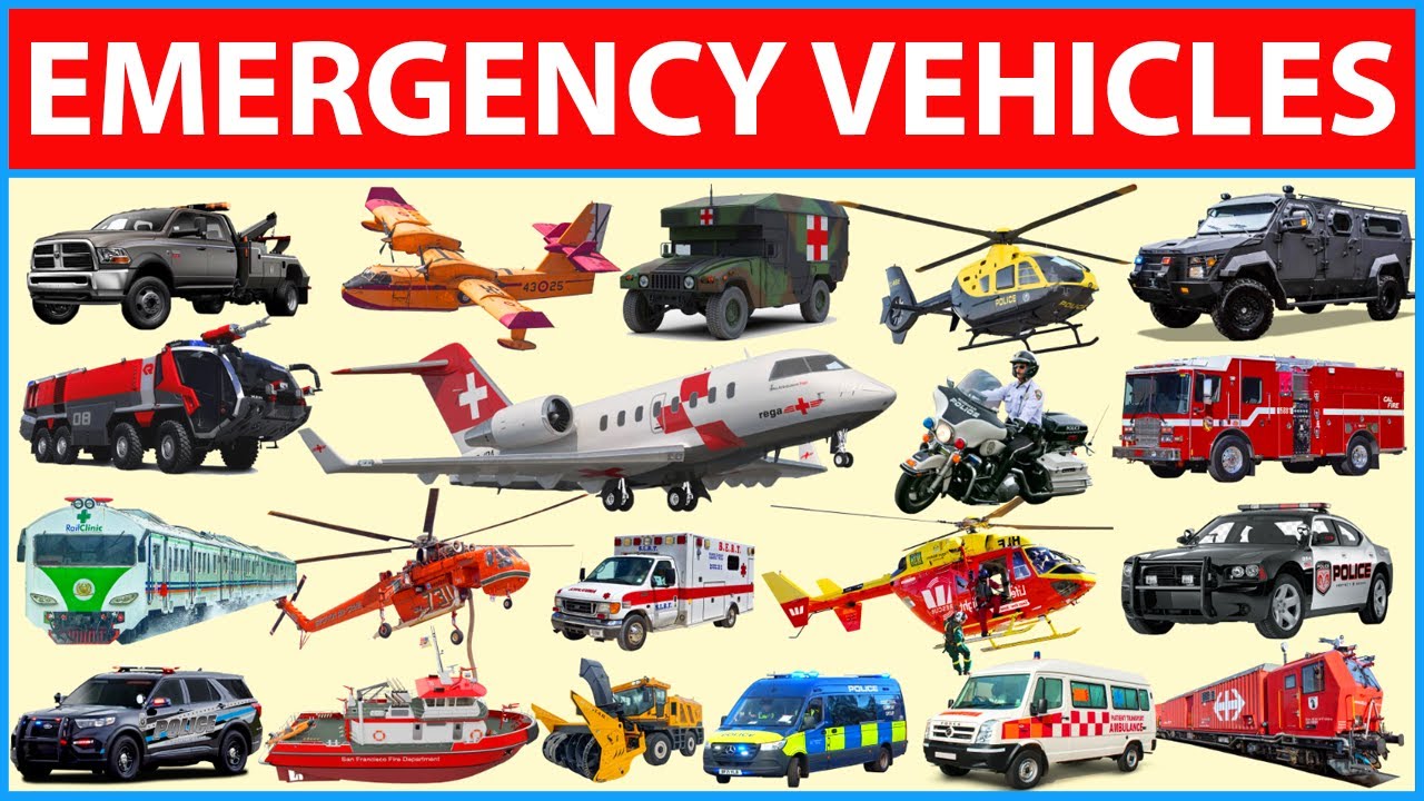 Emergency Vehicles - Learn Names of Emergency Vehicles - YouTube