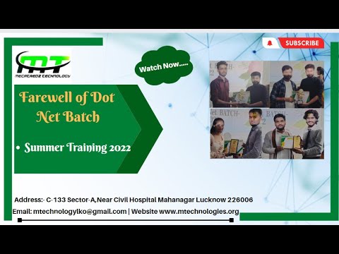 FAREWELL ON ASP.NET MVC | BEST TRAINING OF JAVA IN LUCKNOW | SUMMER TRAINING 2022 AT MT - YouTube