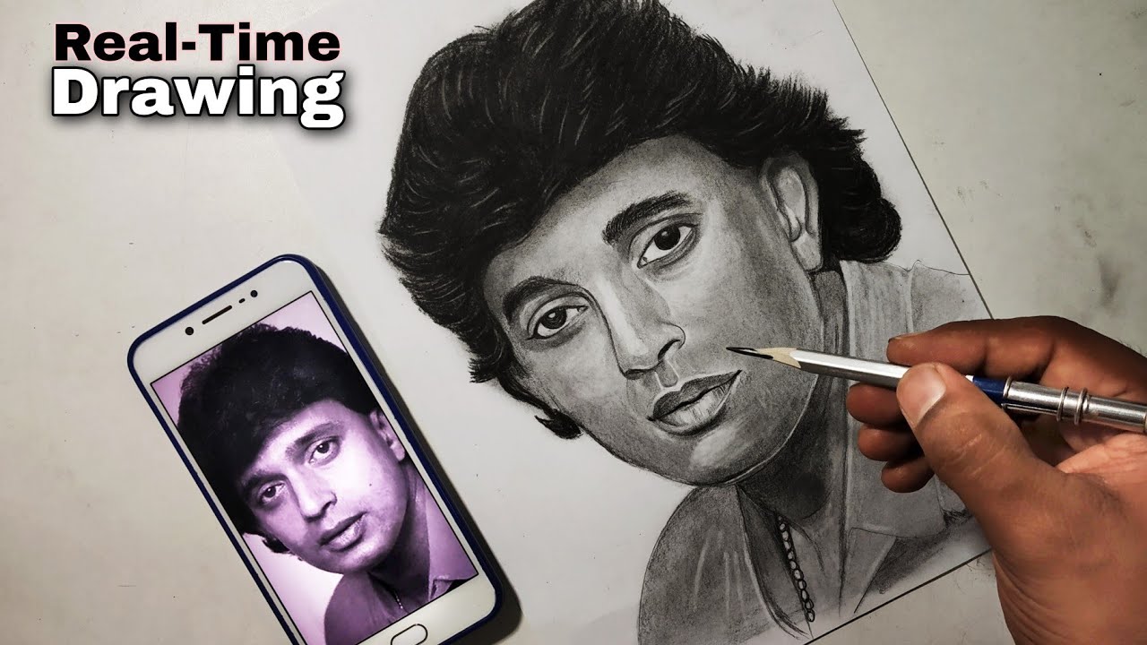 REALTIME - Drawing Mithun Chakraborty || Pencil Drawing - YouTube
