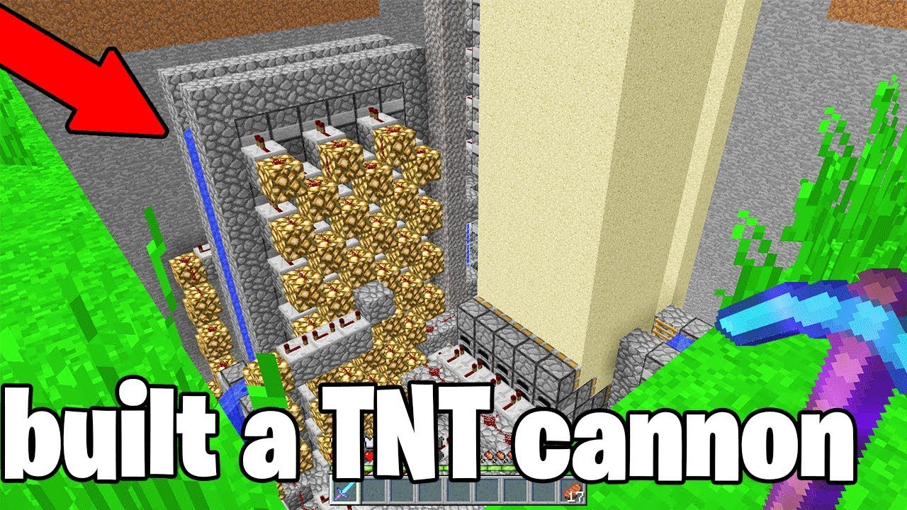 I Played Minecraft all day..making a redstone TNT cannon to RAID! - YouTube