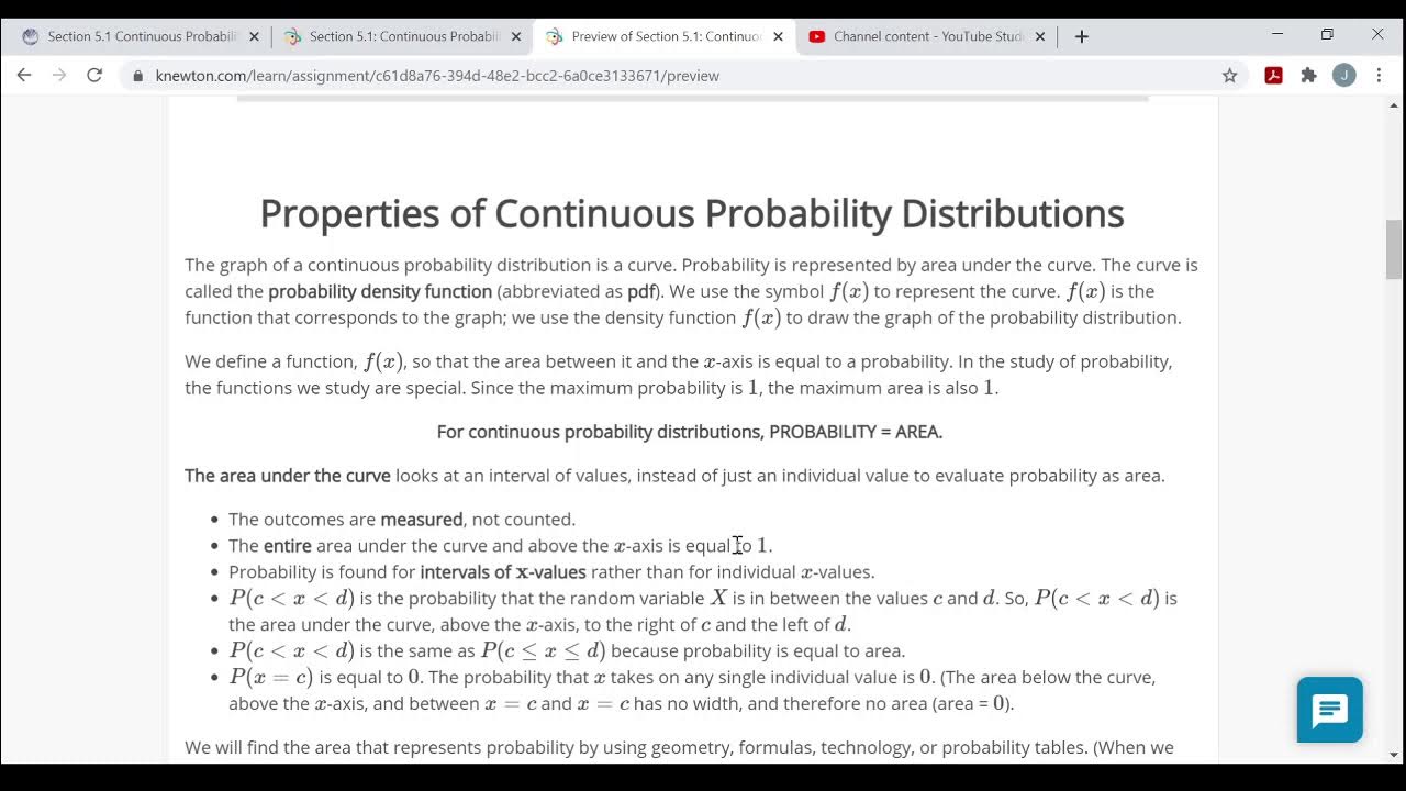 Math 1340: Section 5.1 - Continuous Probability Functions - YouTube