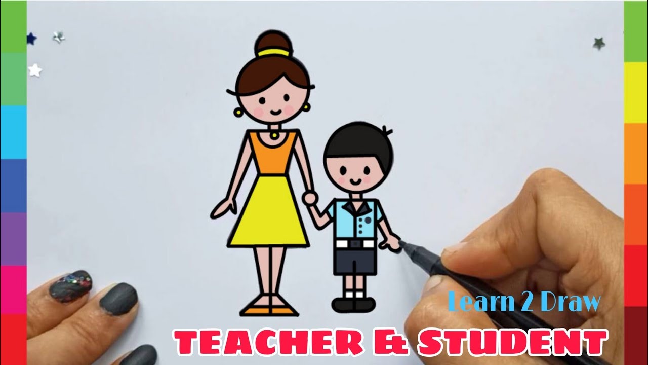 How To Draw TEACHER STUDENT Easy Drawing Videos Using Simple Shapes How To Draw TEACHER STUDENT Easy Drawing Videos Using Simple Shapes