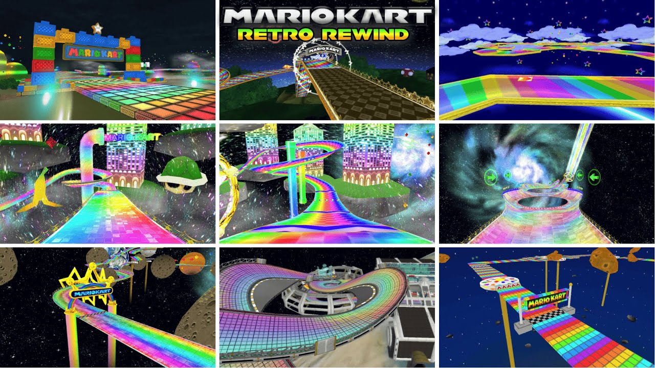 Mario Kart Wii - Retro Rewind | [All Rainbow Road Courses] (150cc ...